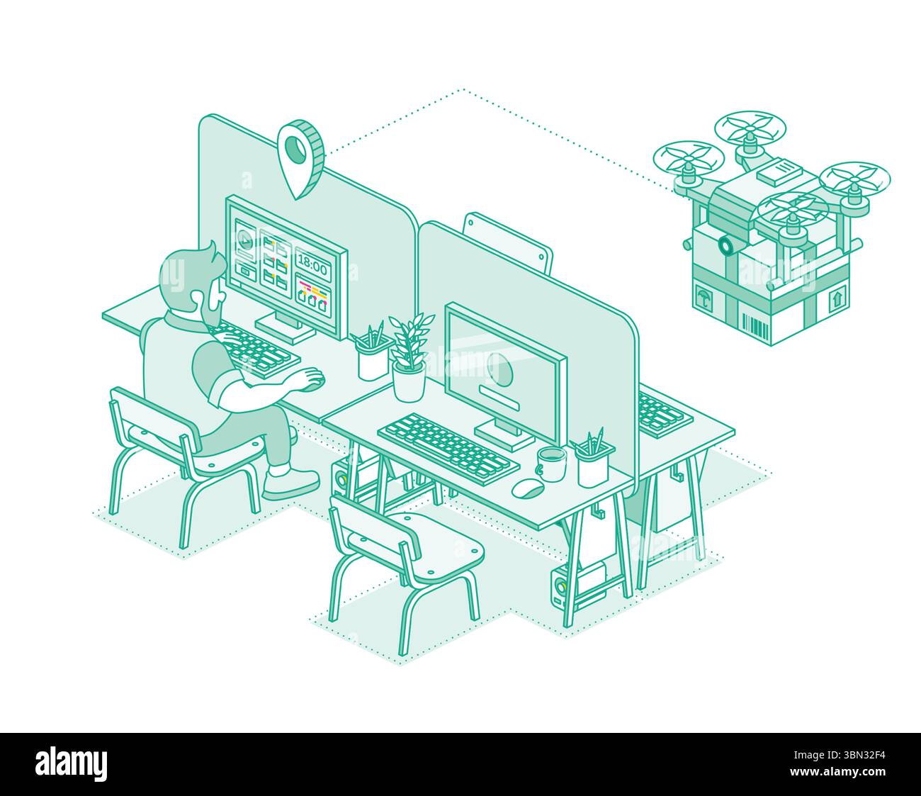 Technology work space Stock Vector Images - Alamy