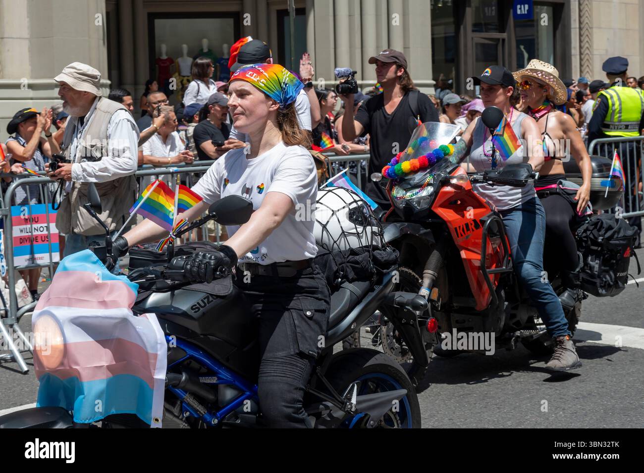 New York, United States. 29th June, 2025. Members of the Sirens MC NYC ...