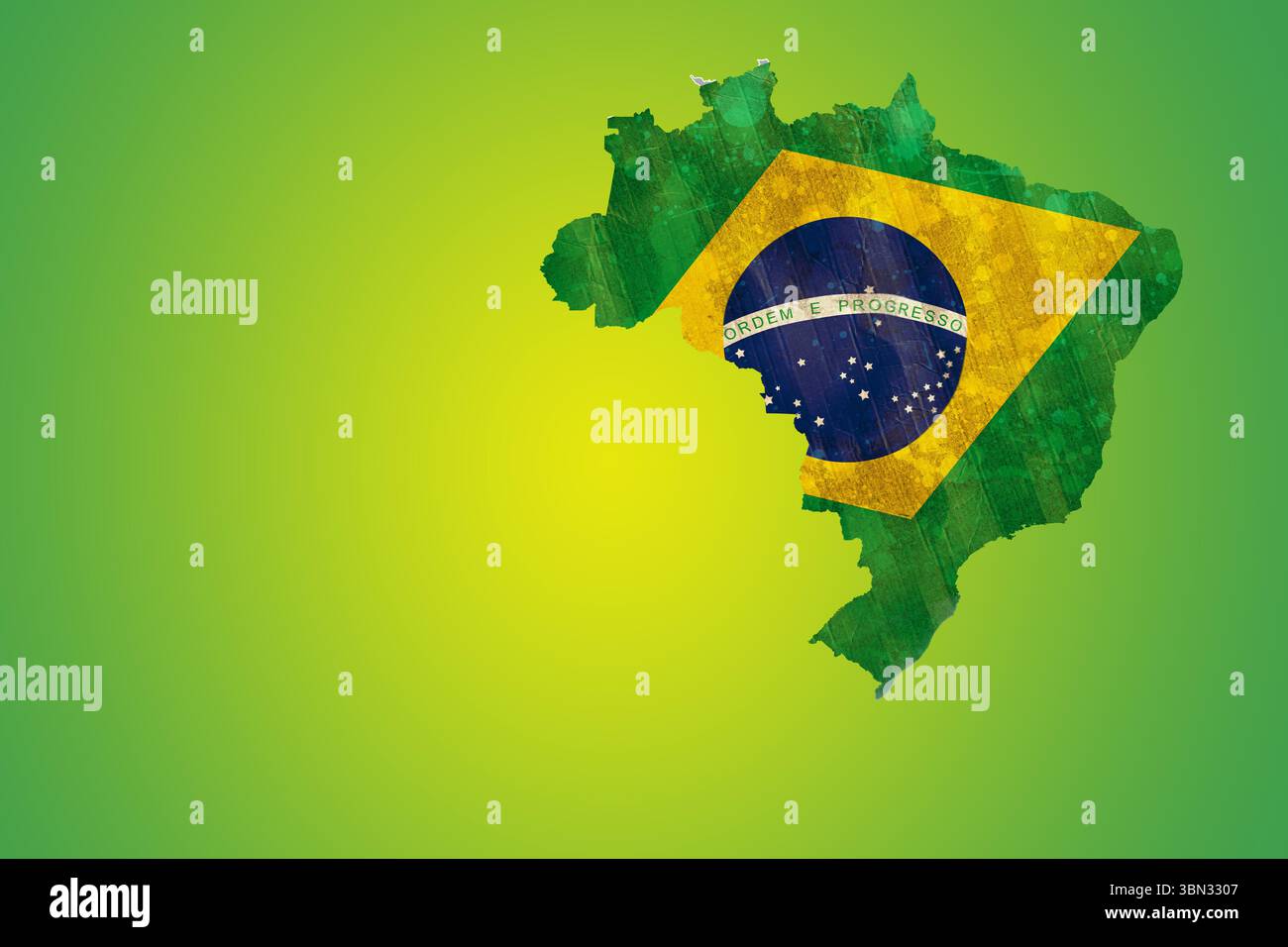 Green brazil outline with flag Stock Photo - Alamy