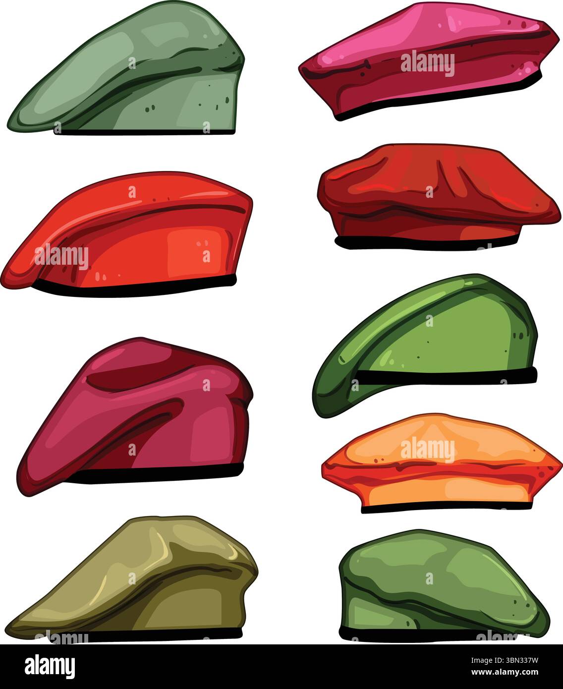 beret hat military set cartoon vector illustration Stock Vector Image ...