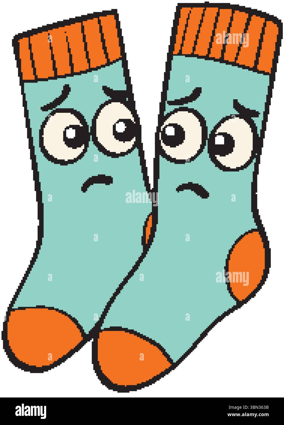Vector illustration of two cartoon socks with expressive eyes and ...