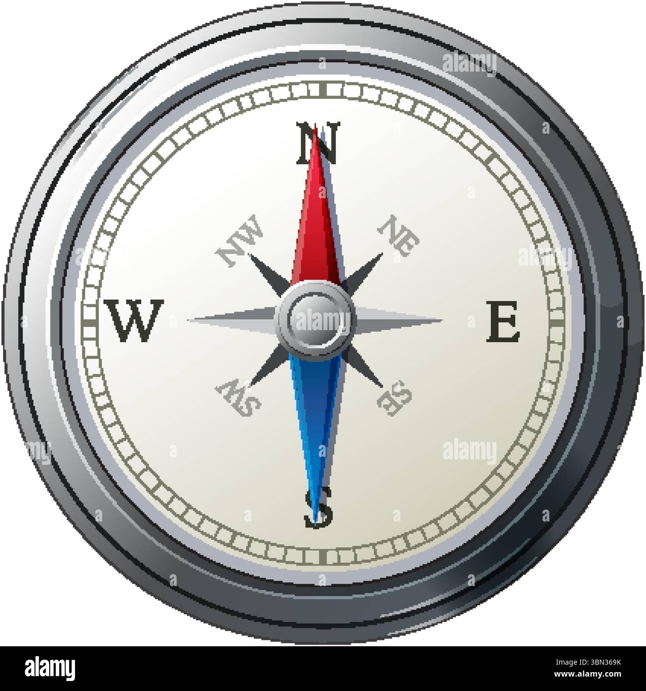 Detailed vector illustration of a compass with metallic elements and ...