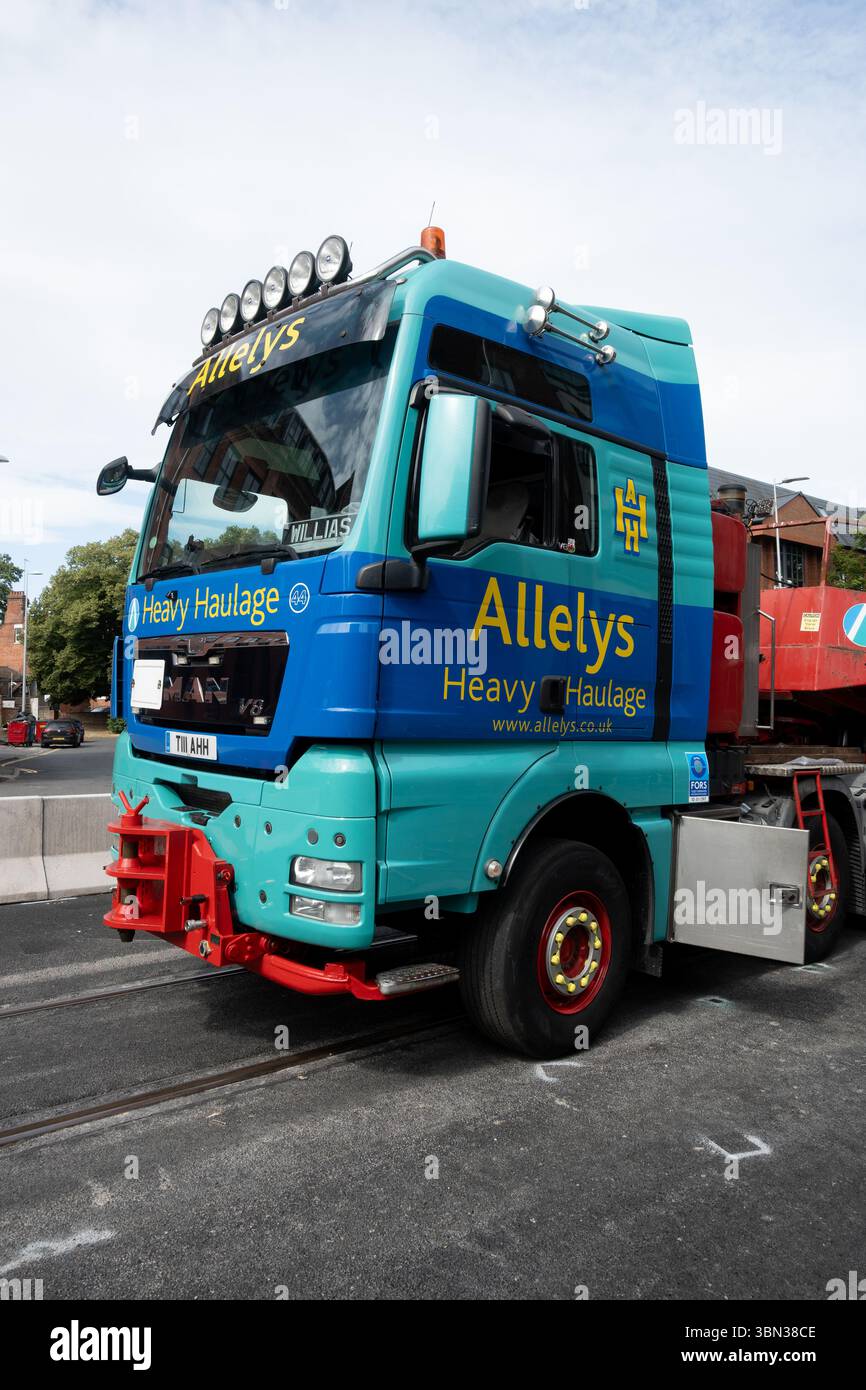 Allelys Heavy Haulage low-loader lorry, Coventry, UK Stock Photo - Alamy