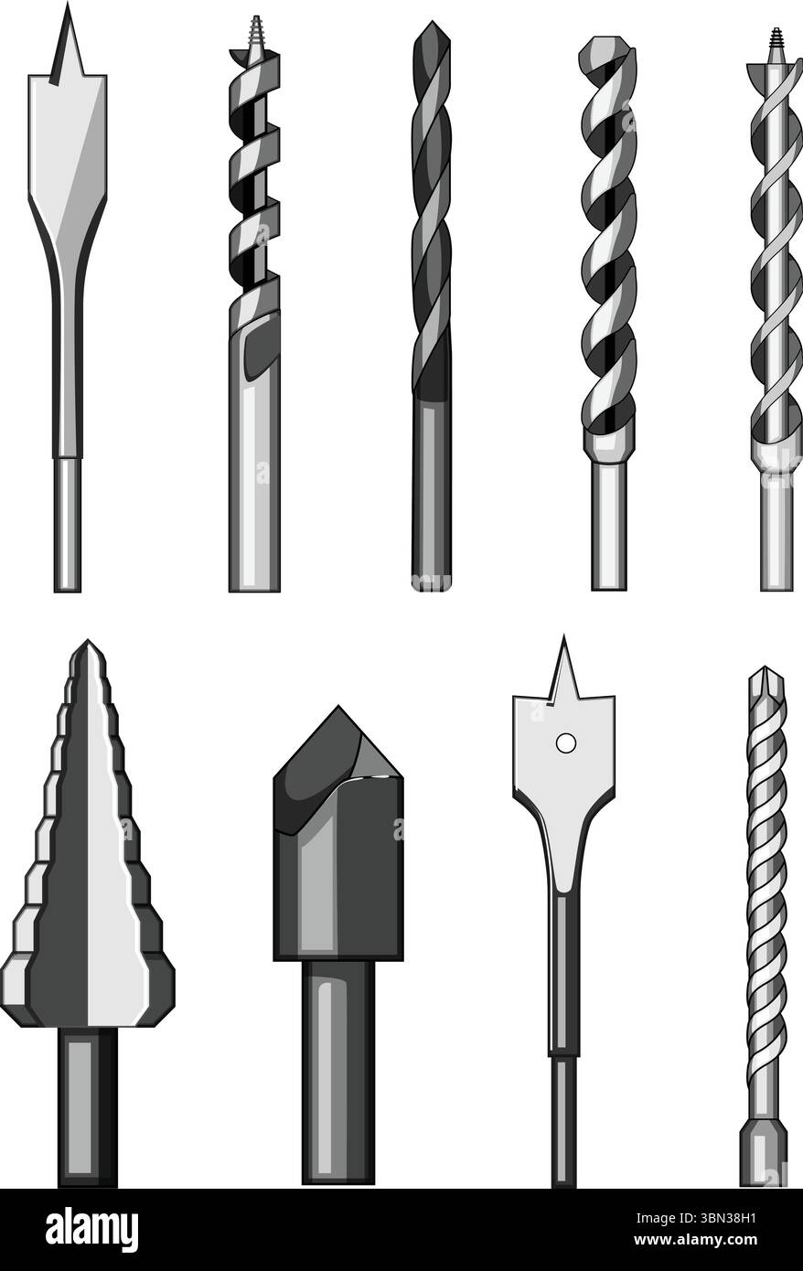 drill bit set cartoon vector illustration Stock Vector Image & Art - Alamy