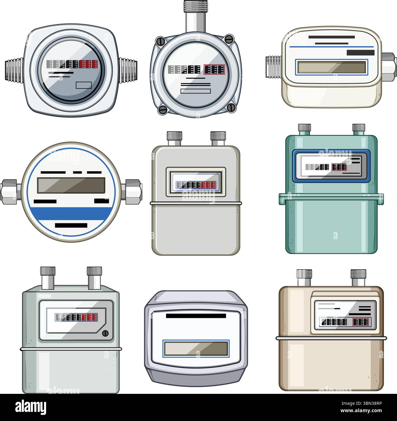 gas meter set cartoon vector illustration Stock Vector Image & Art - Alamy