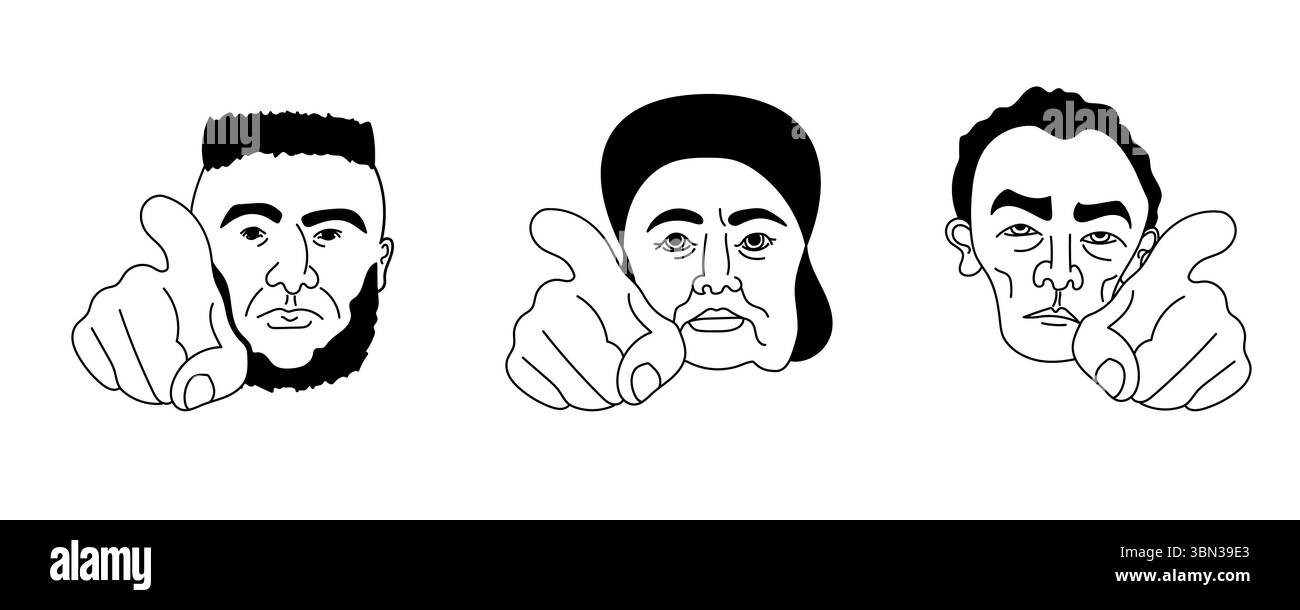 Three pointing Black and White Stock Photos & Images - Alamy