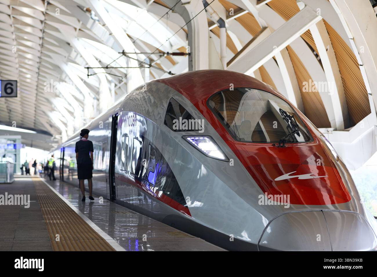 A train stops at Halim Station in Jakarta, Indonesia, June 26, 2025 ...