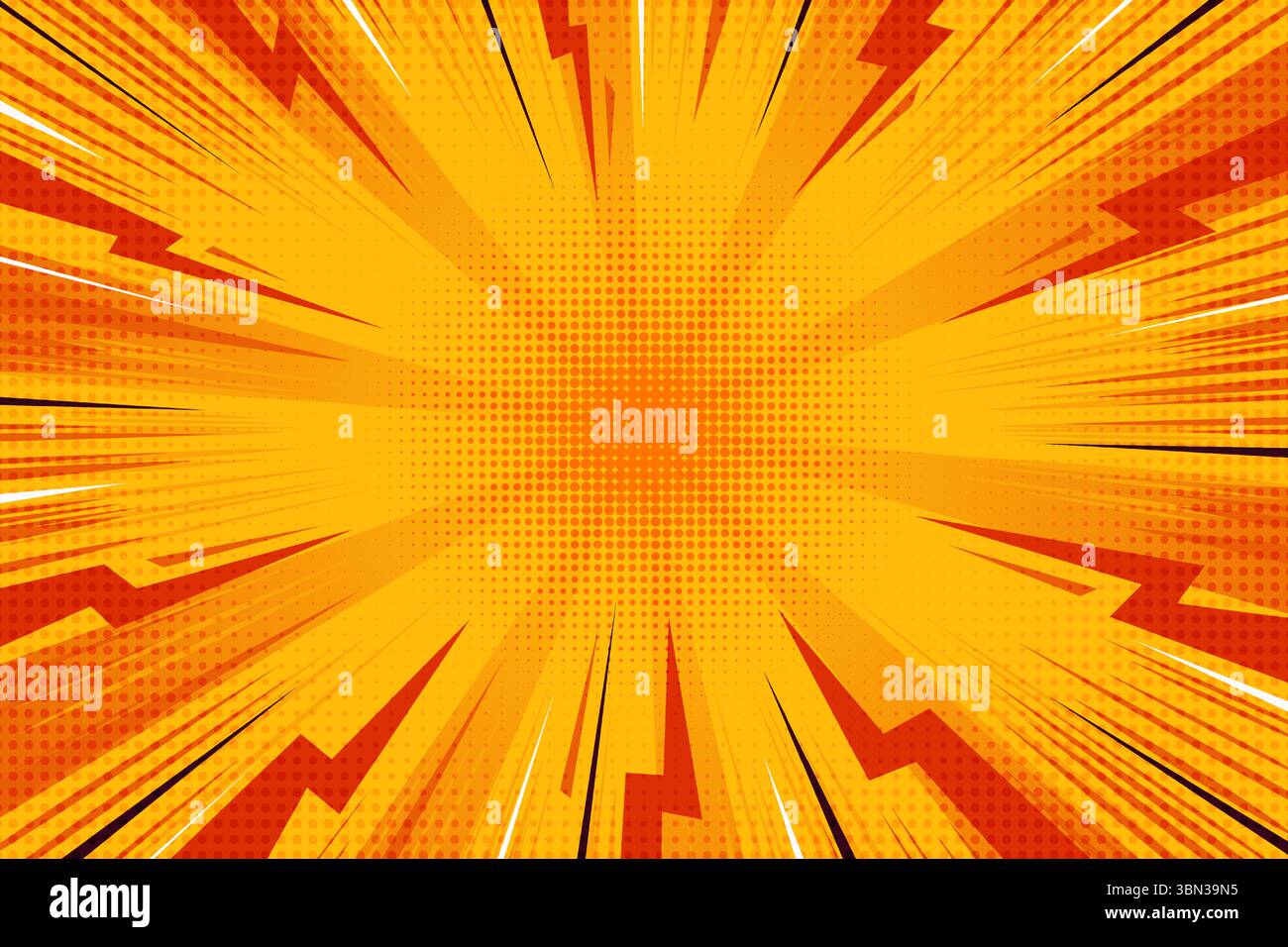 Cartoon comic background with lightning burst effect. Vector manga ...