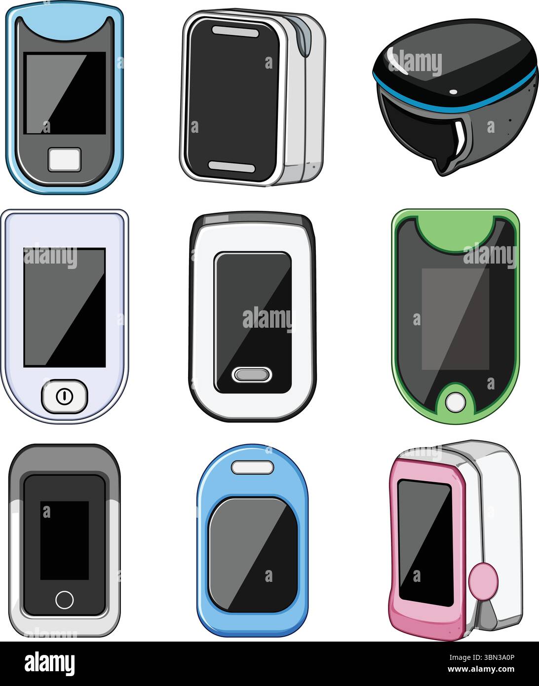 oxygen fingertip monitor set cartoon vector illustration Stock Vector ...