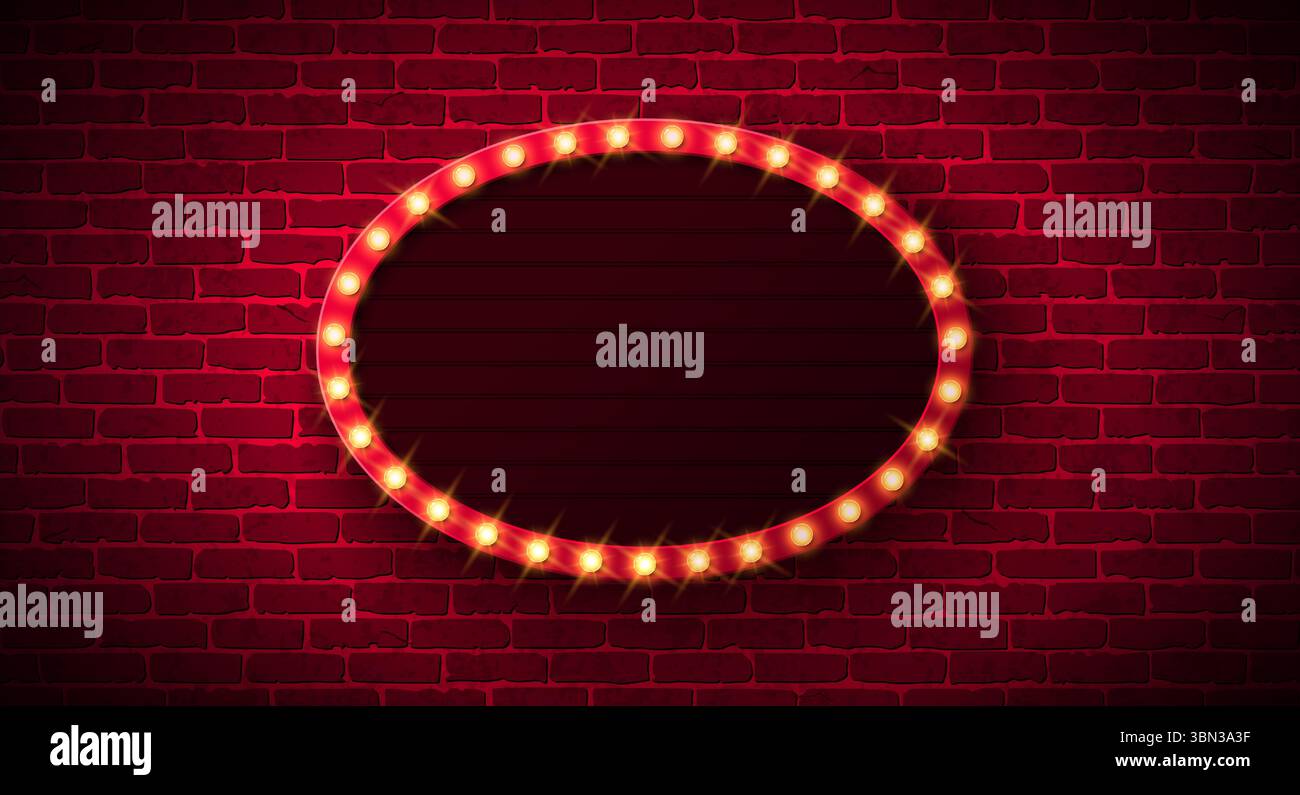 Retro Signboard Lightbox Banner Design with Glowing Light Bulb Frame ...