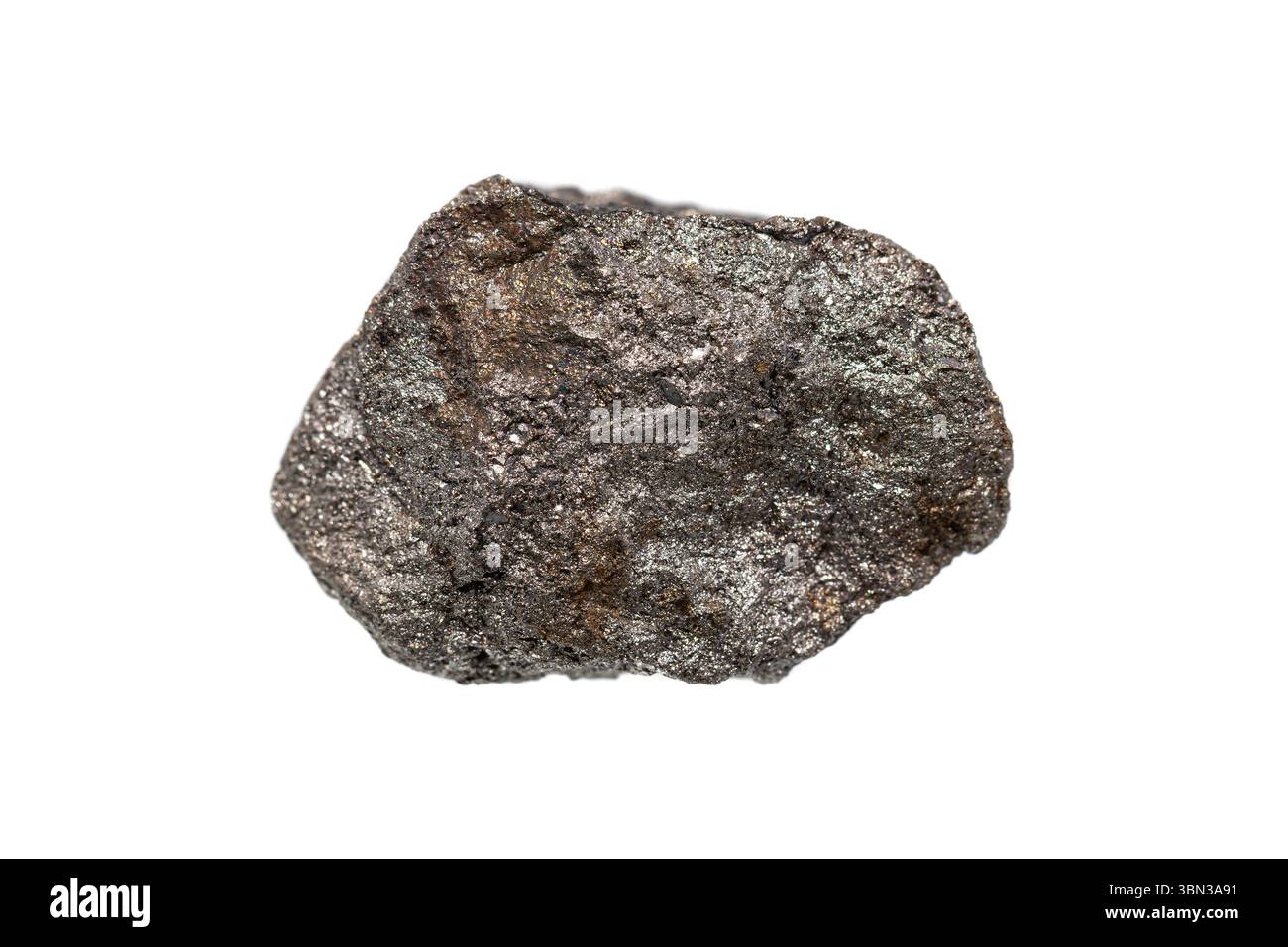 Closeup ferromanganese (manganese) ore on white background, material in ...