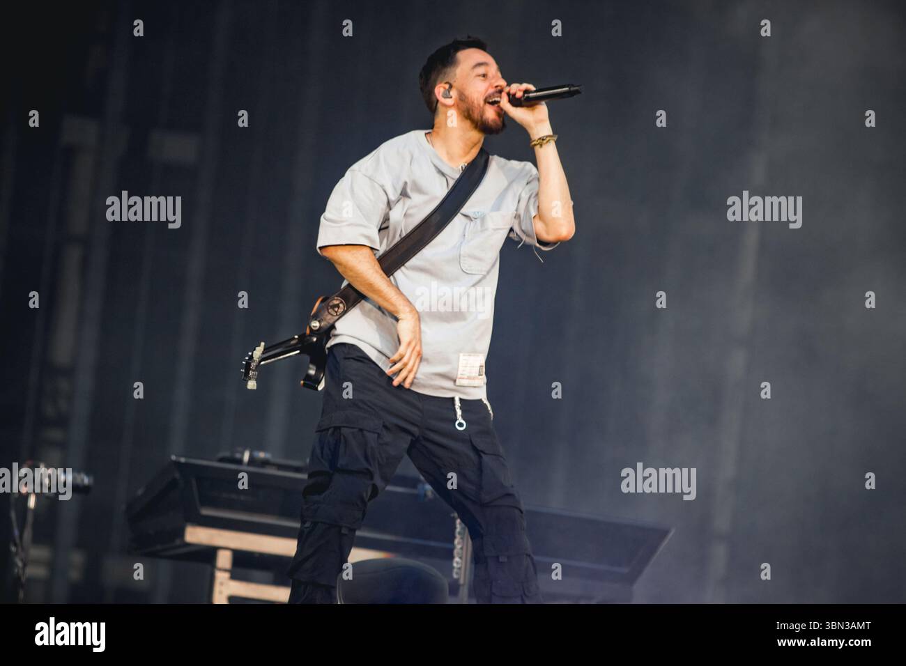 Mike Shinoda of Linkin Park performing on stage during “From Zero World ...
