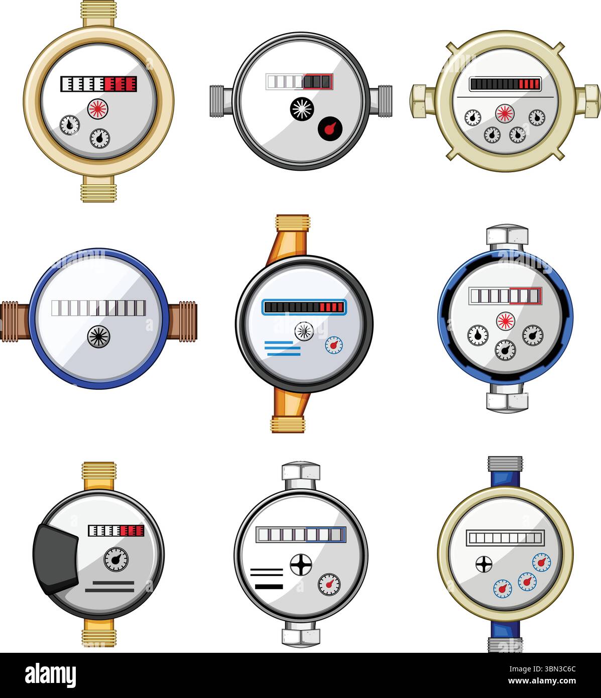 water meter set cartoon vector illustration Stock Vector Image & Art ...
