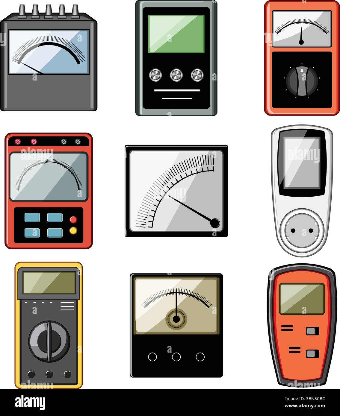 watt meter set cartoon vector illustration Stock Vector Image & Art - Alamy
