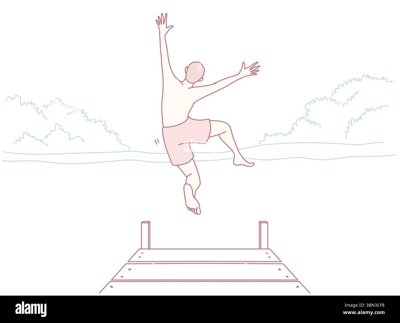 Jumping off dock Stock Vector Images - Alamy