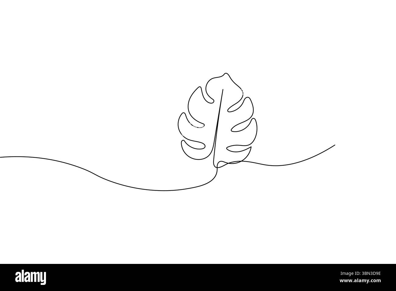 Monstera Leaf one line drawing minimalist continuous line art isolated ...