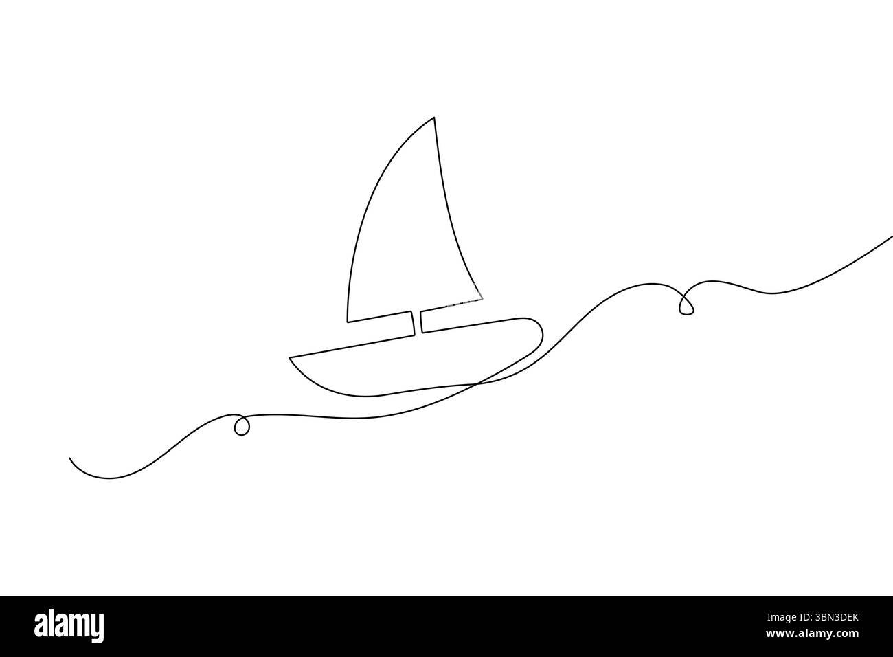 Sailboat continuous one line drawing in minimalist style isolate ...