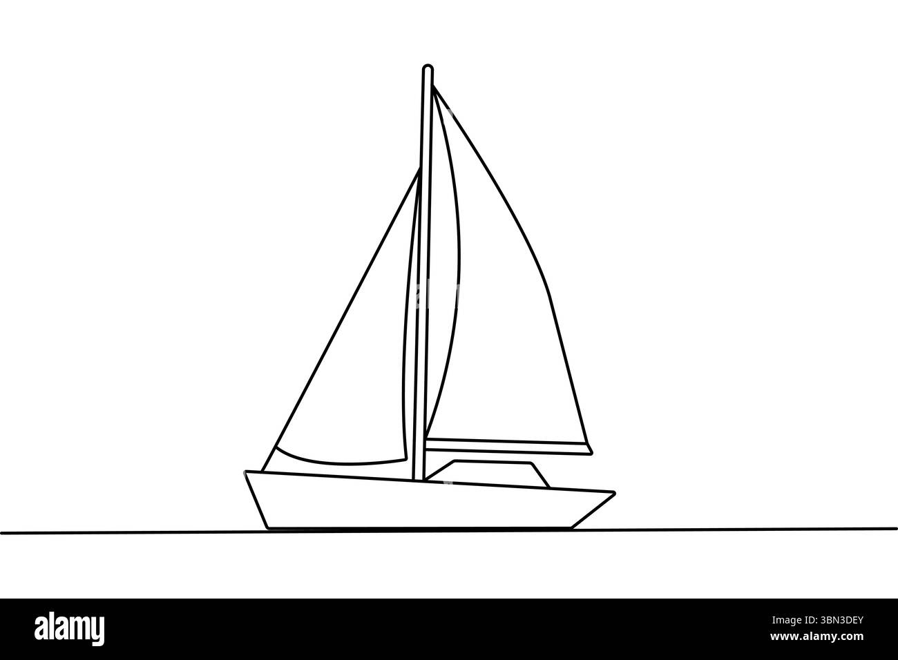 Sailboat continuous one line drawing in minimalist style isolate ...