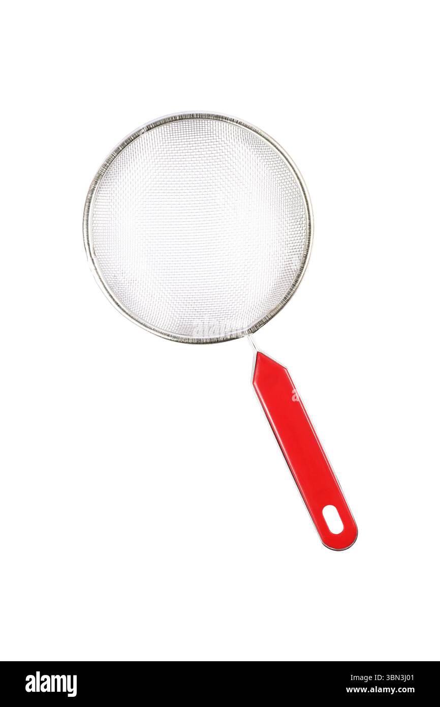 it is one stainless steel strainer isolated on white Stock Photo - Alamy