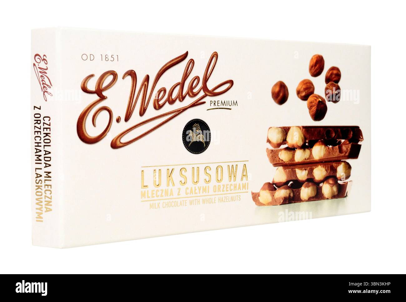 E Wedel Polish milk chocolate and hazelnut bar in a 100g pack Stock ...