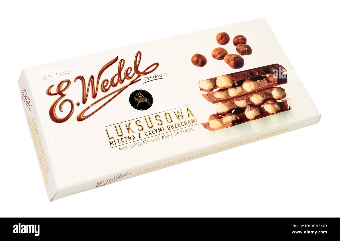 E Wedel Polish milk chocolate and hazelnut bar in a 100g pack Stock ...