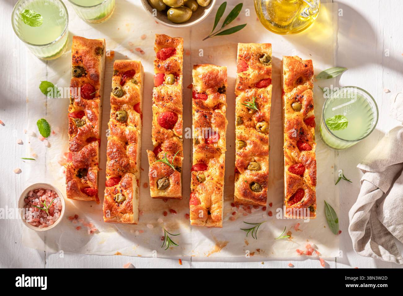 Traditional and fresh focaccia served with lemonade. Poster for ...