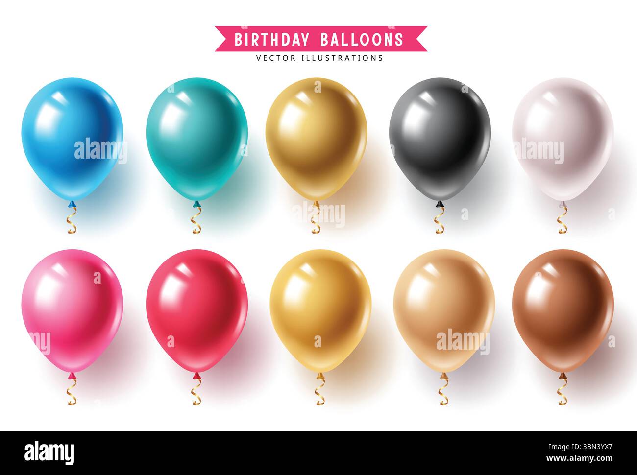 Glossy Helium Balloons Clipart Vibrant Party Balloons in Assorted ...