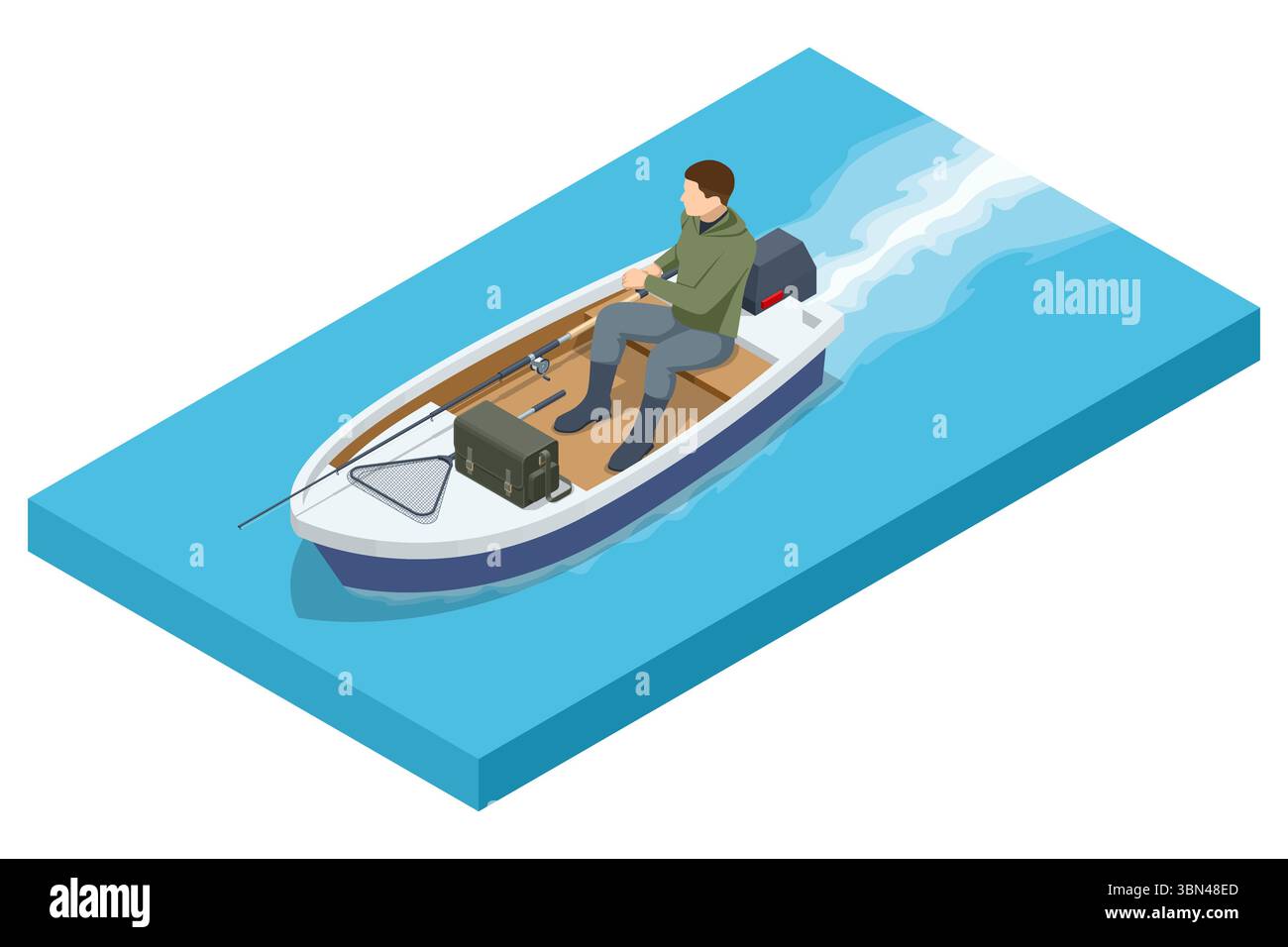Angler on boat fishing Cut Out Stock Images & Pictures - Alamy