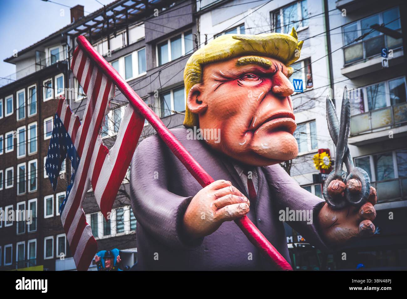 Germany, Dusseldorf, carnival. Float during the parade representing ...