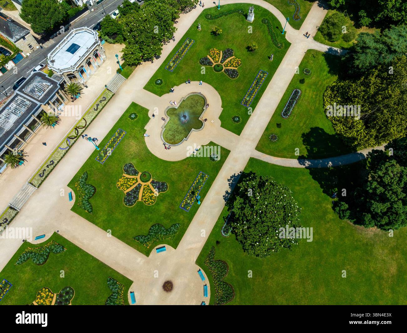 France, Brittany, Ille-et-Vilaine, Rennes. Aerial view of Thabor Park ...