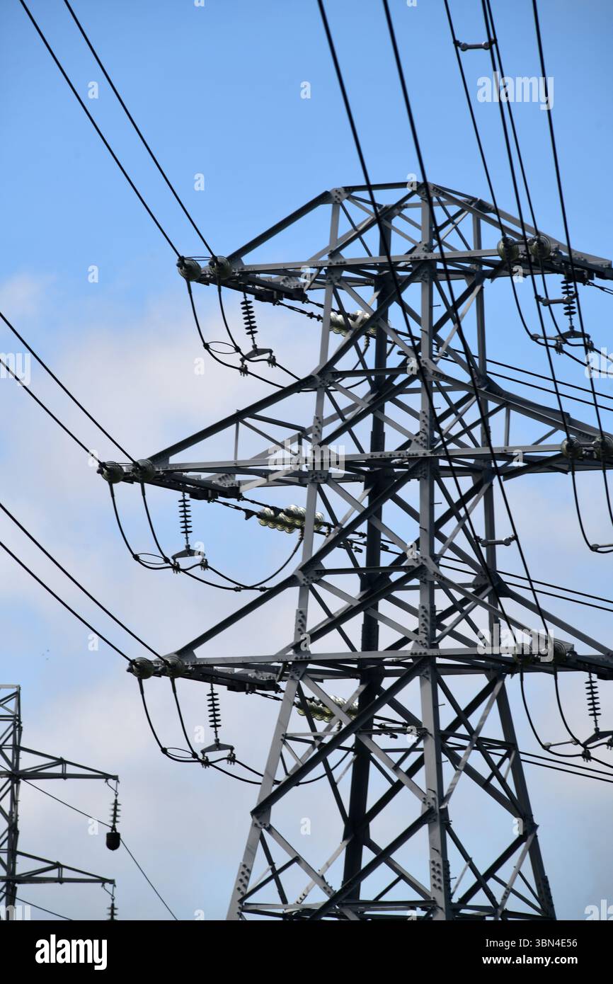 High voltage electricity wires and pylons in Christchurch, New Zealand ...