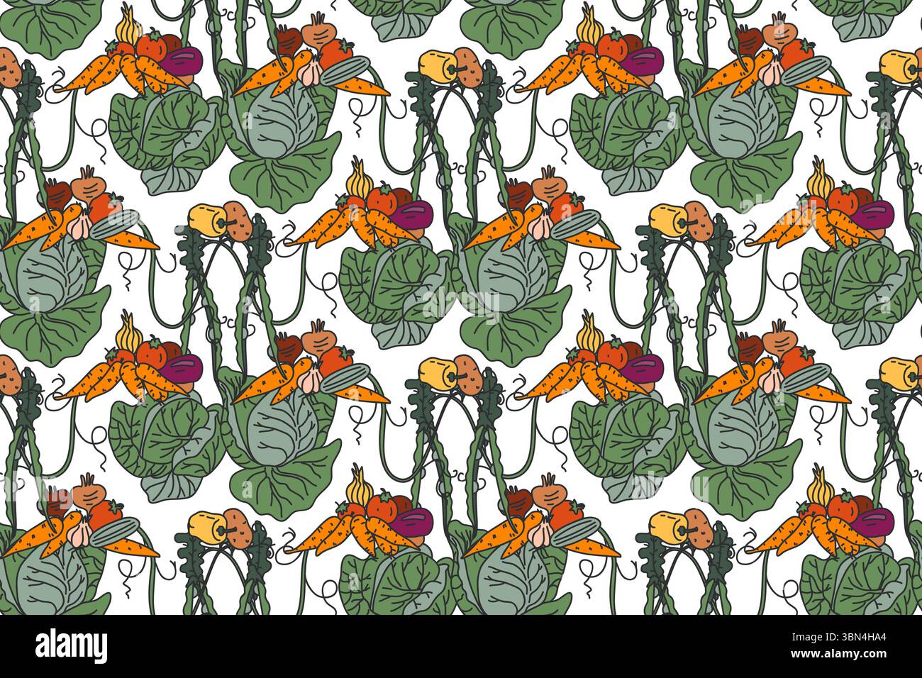 Botanical colorful decorative vegetables seamless pattern vector ...