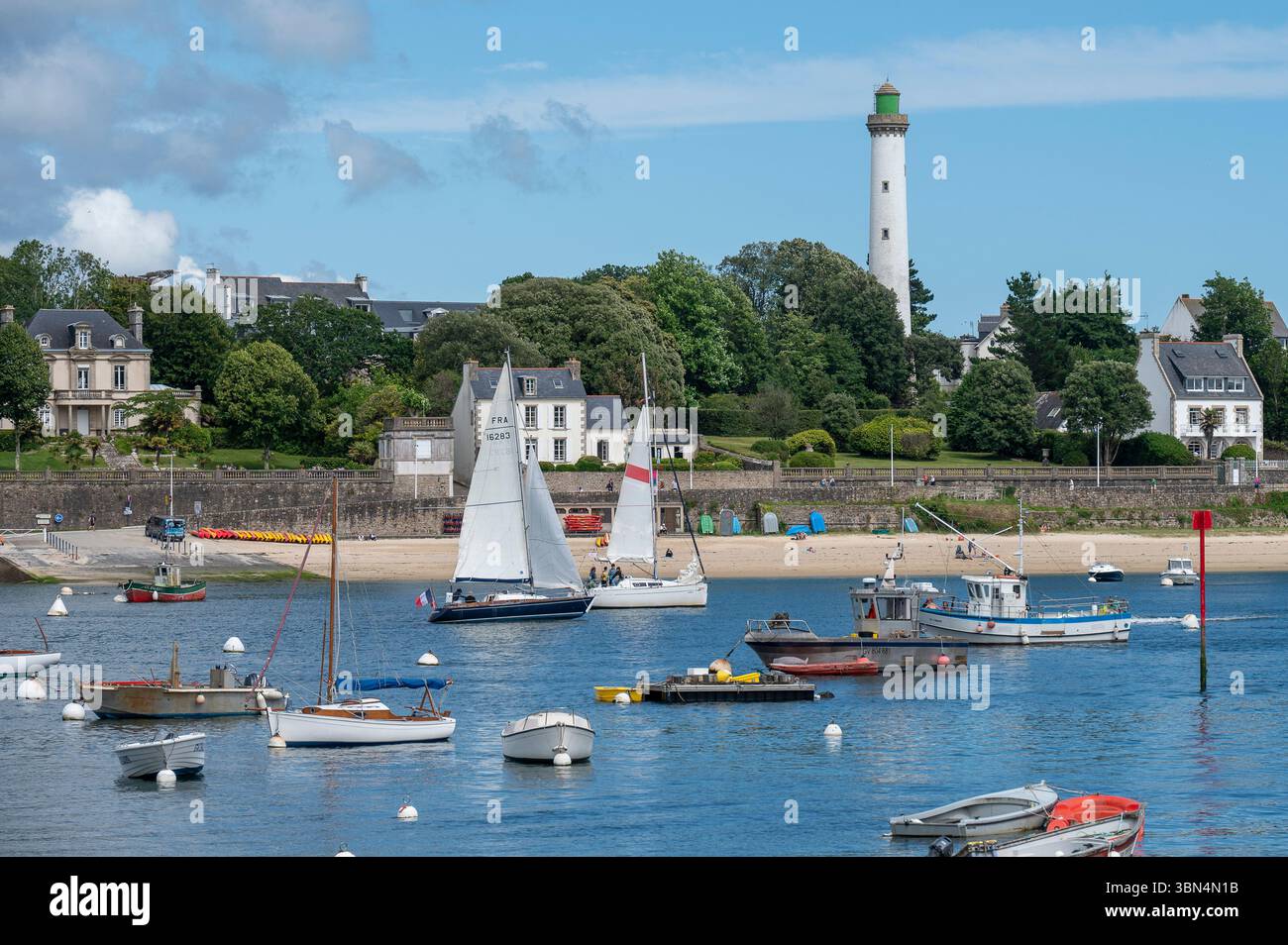 France; Brittany; Finistere; Benodet. The port on the mouth of the Odet ...
