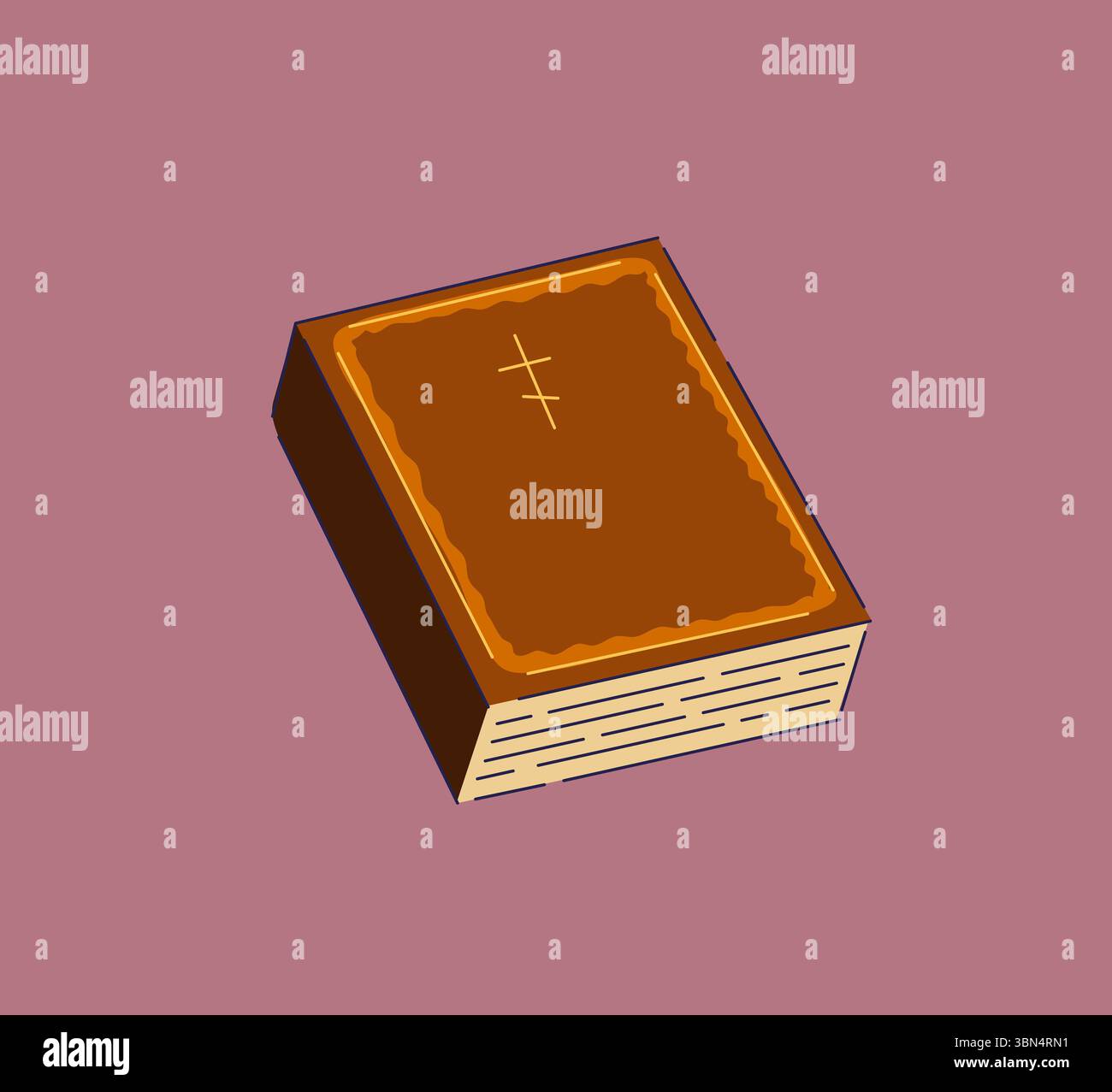 An Illustrative Brown Book Featuring a Prominent Cross Symbol on the ...