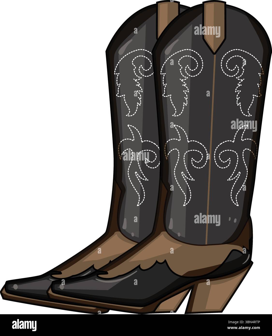 square cowgirl boots cartoon vector illustration Stock Vector Image ...