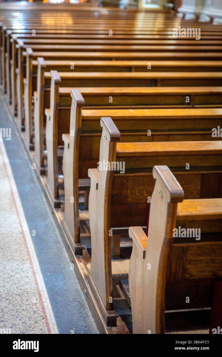 Empty prayer benches inside hi-res stock photography and images - Alamy