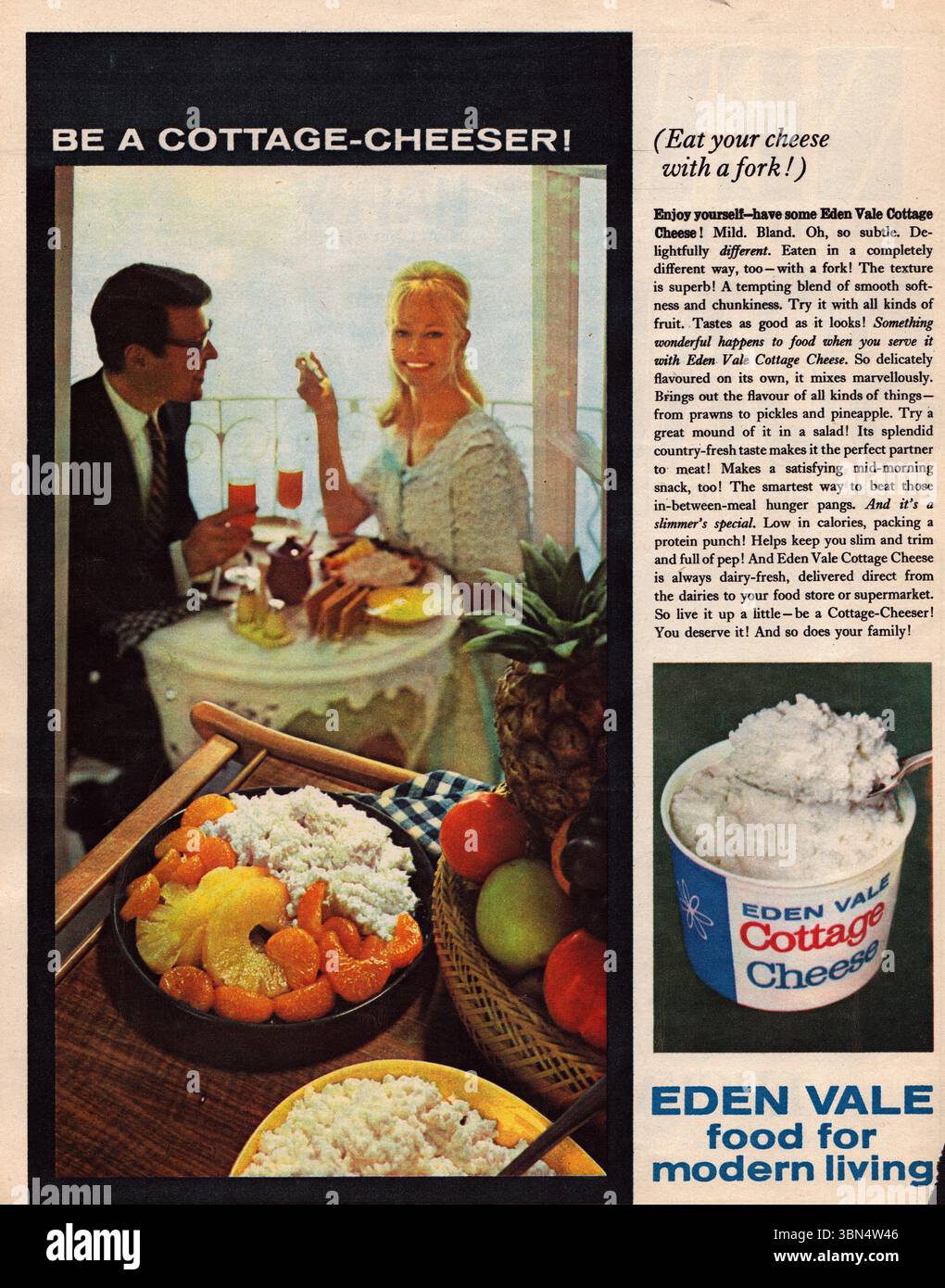 Eden Vale Cottage Cheese vintage advertisement, a plate of cottage ...