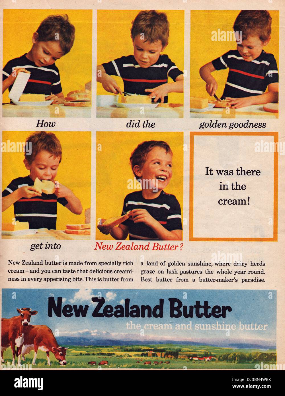 New Zealand butter vintage magazine advertisement, a boy eating New ...
