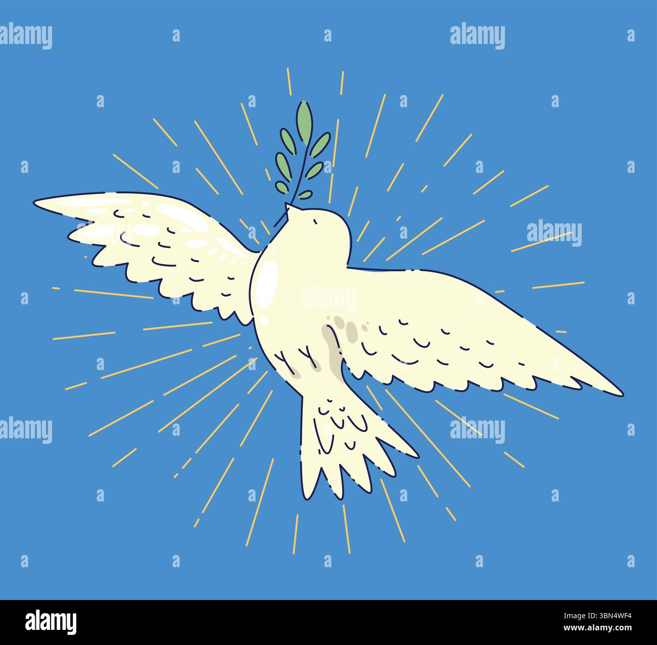 A Beautiful White Dove Holding an Olive Branch, Representing Symbols of ...