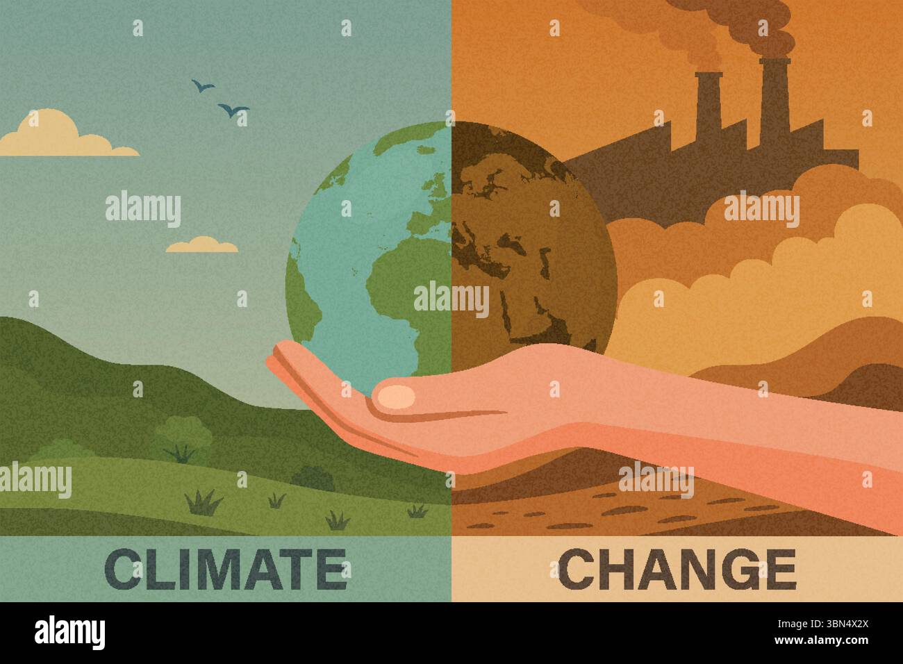 Climate Change Vector Illustration with Earth in Hand. Global Warming ...