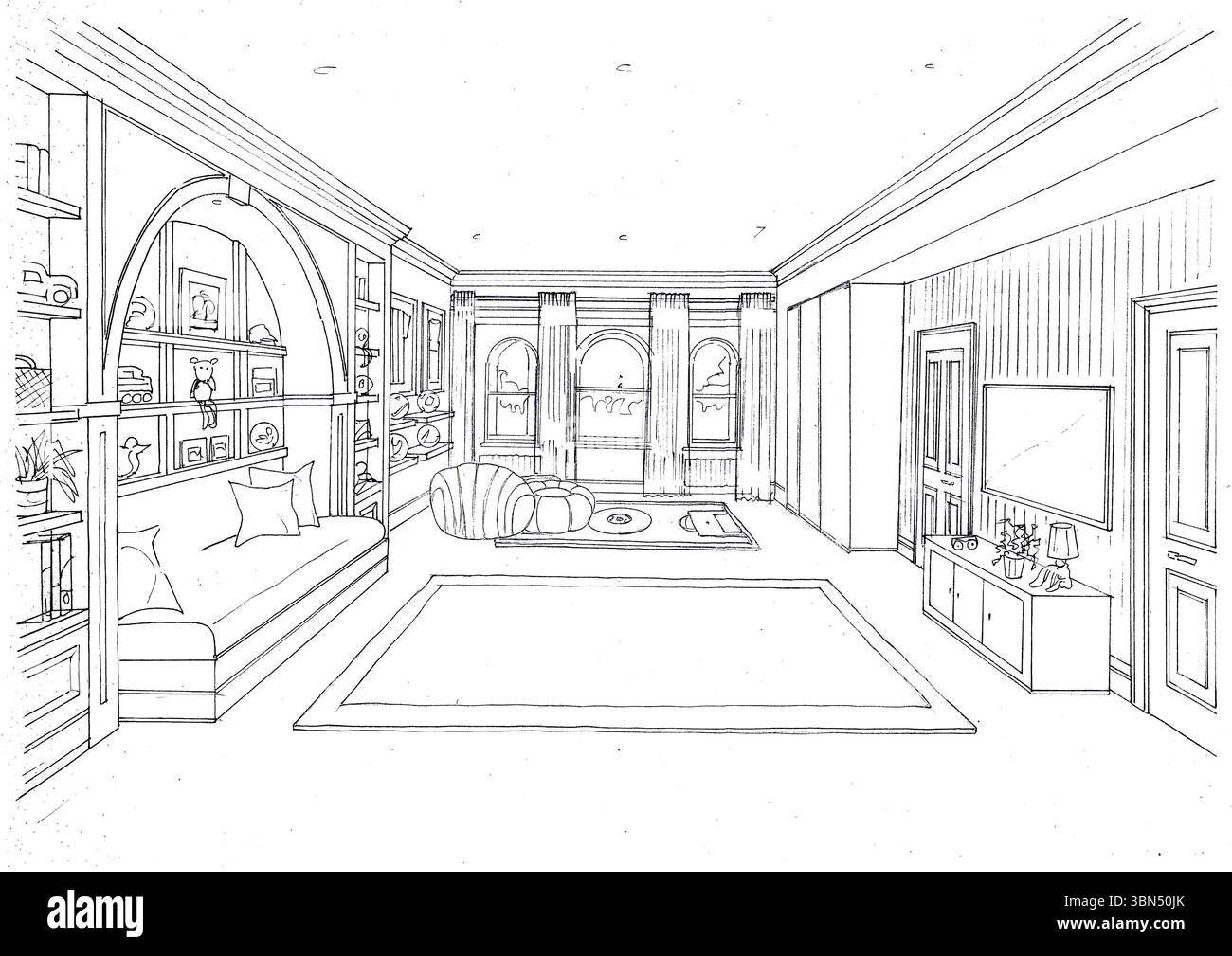 Childrens drawing drawn house Cut Out Stock Images & Pictures - Alamy