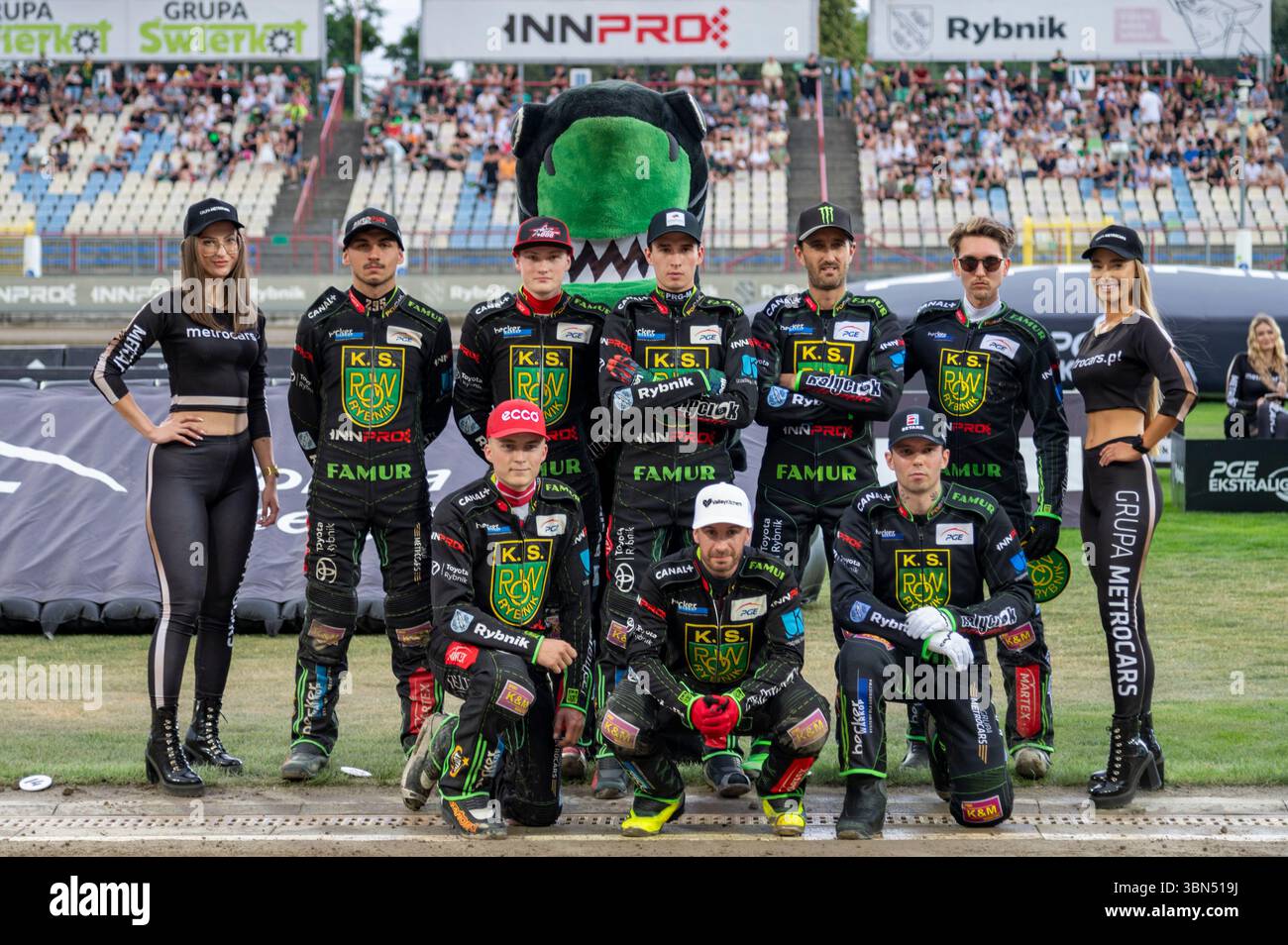 The INNPRO ROW Rybnik speedway team poses for a photo during the PGE Ekstraliga Round 10 ...