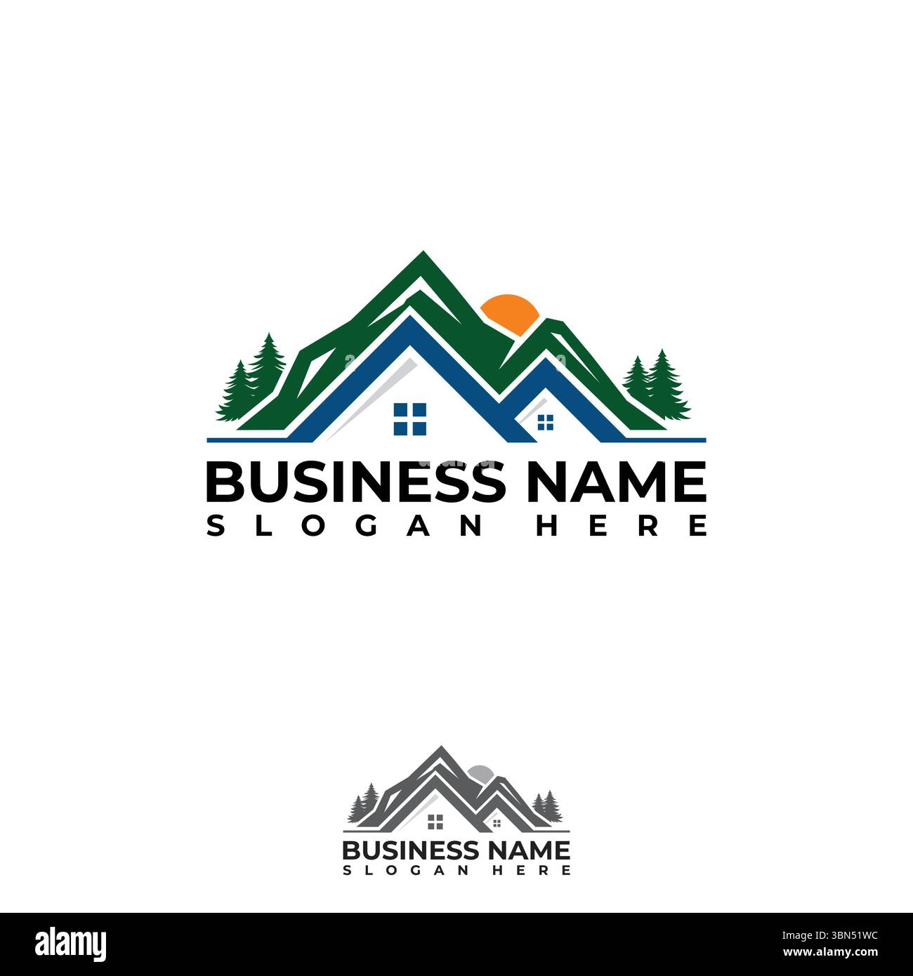 Real estate mountain camp vintage logo design template flat style ...