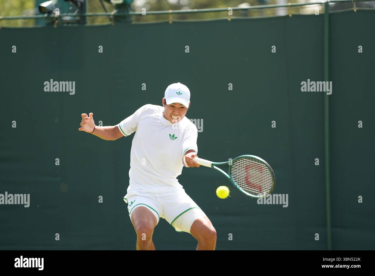 USA's Learner Tien during their first round match of the Wimbledon ...