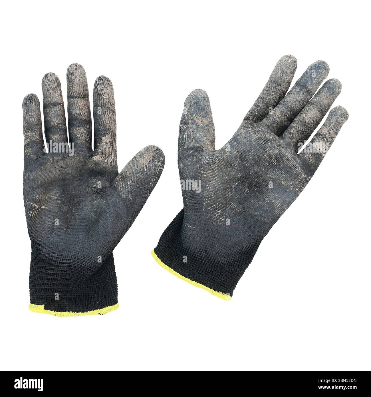 industrial dirty black gloves isolated on white Stock Photo - Alamy