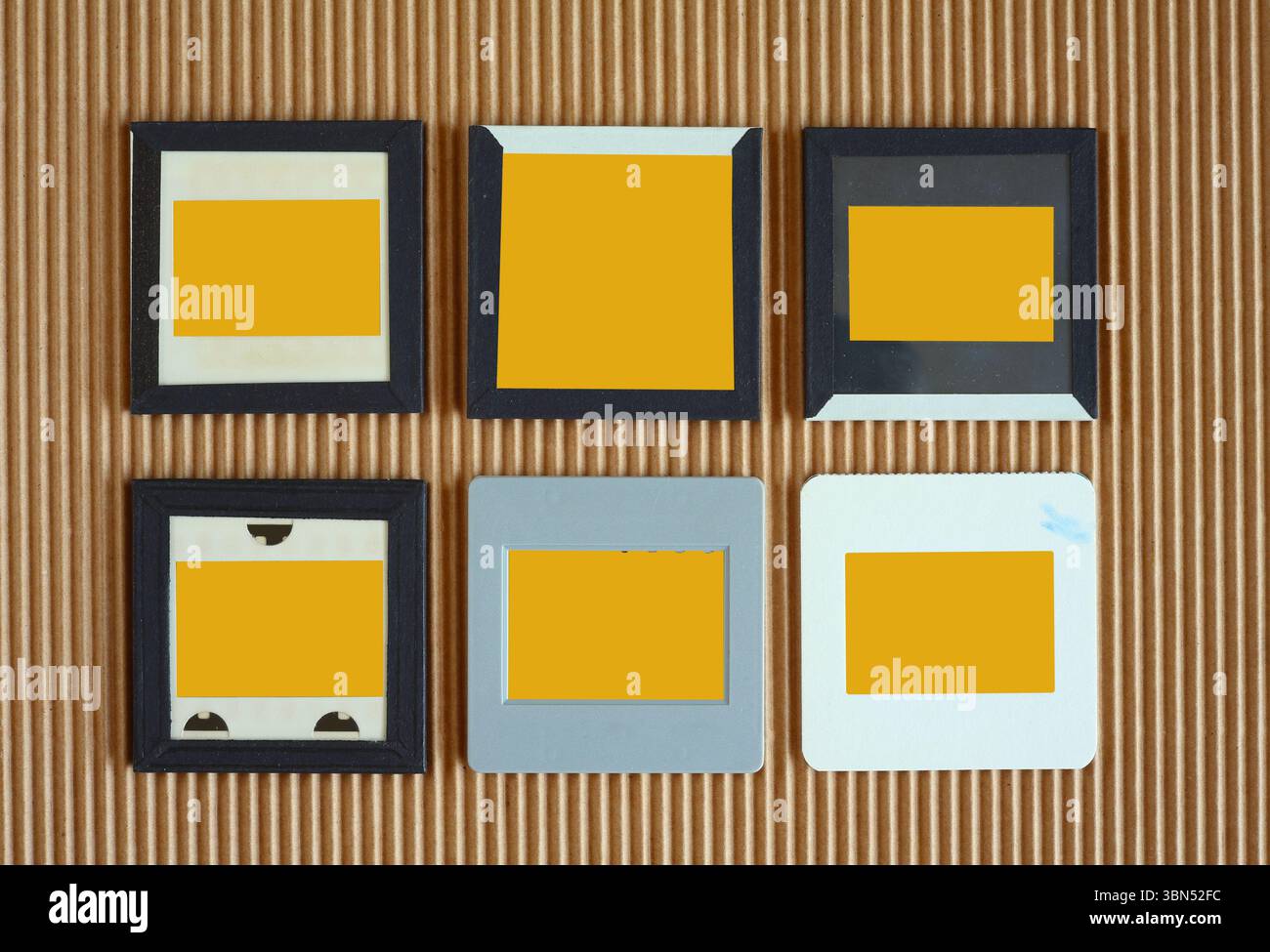 set of vintage grungy photographic slides, empty photography frames ...