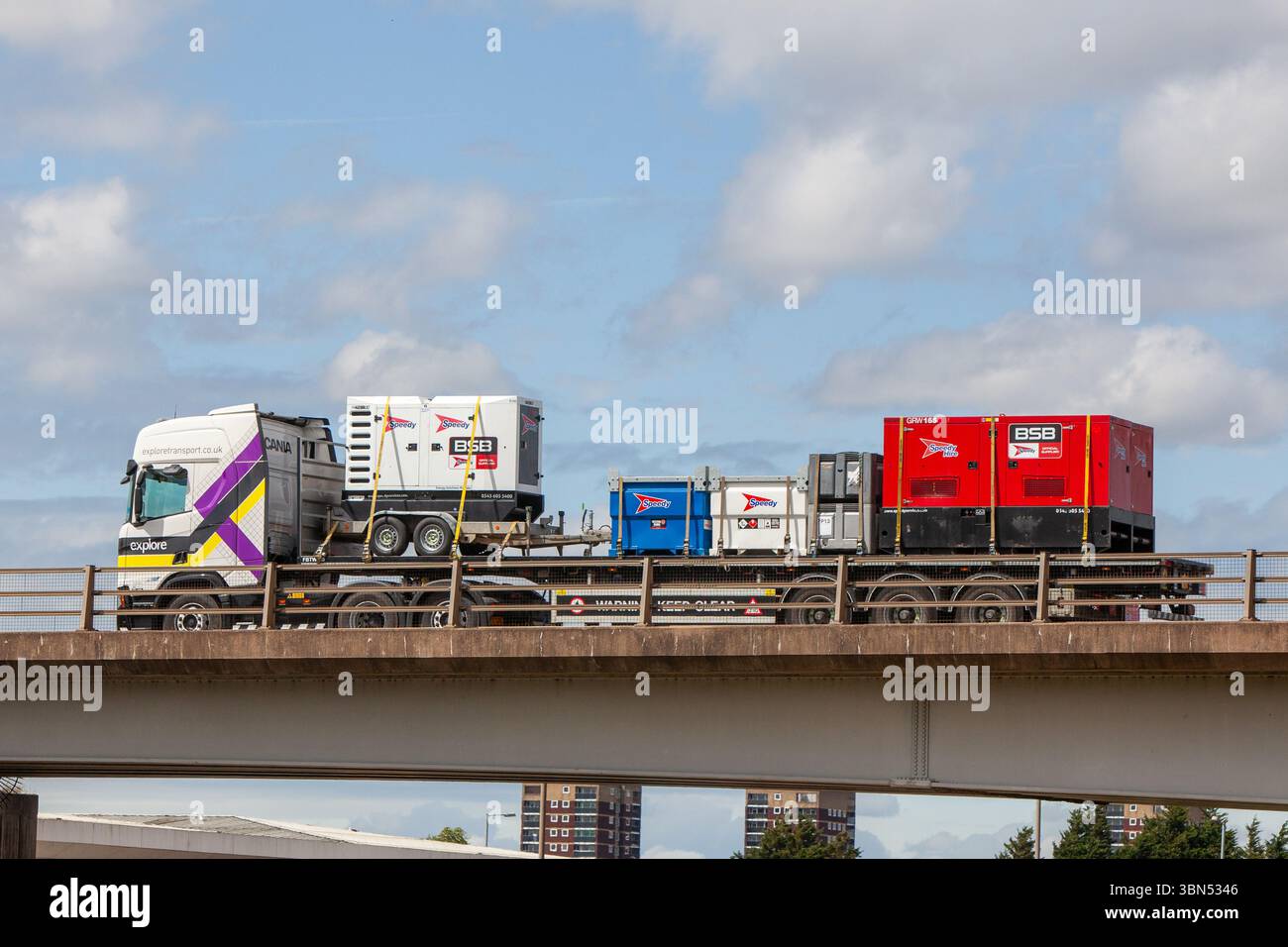 An Explore Transport articulated lorry transports multiple large BSB ...