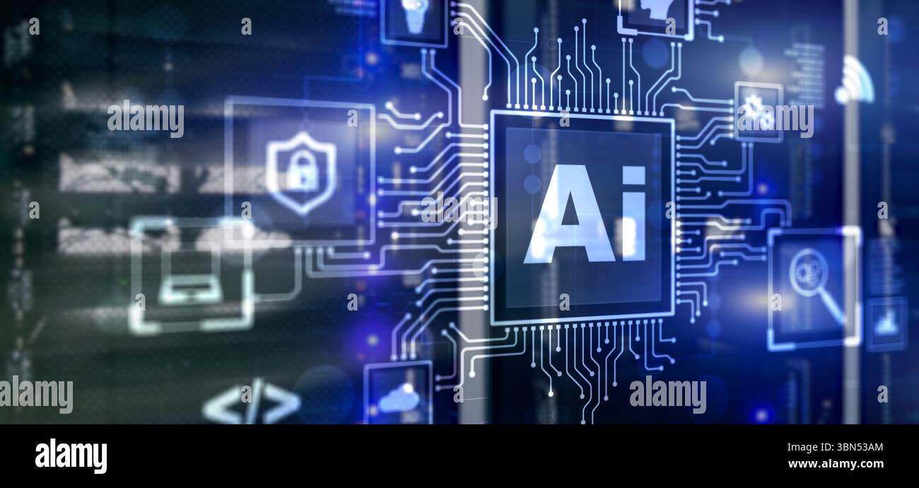 Artificial Intelligence Processor Concept. Abstract server background Stock Photo - Alamy