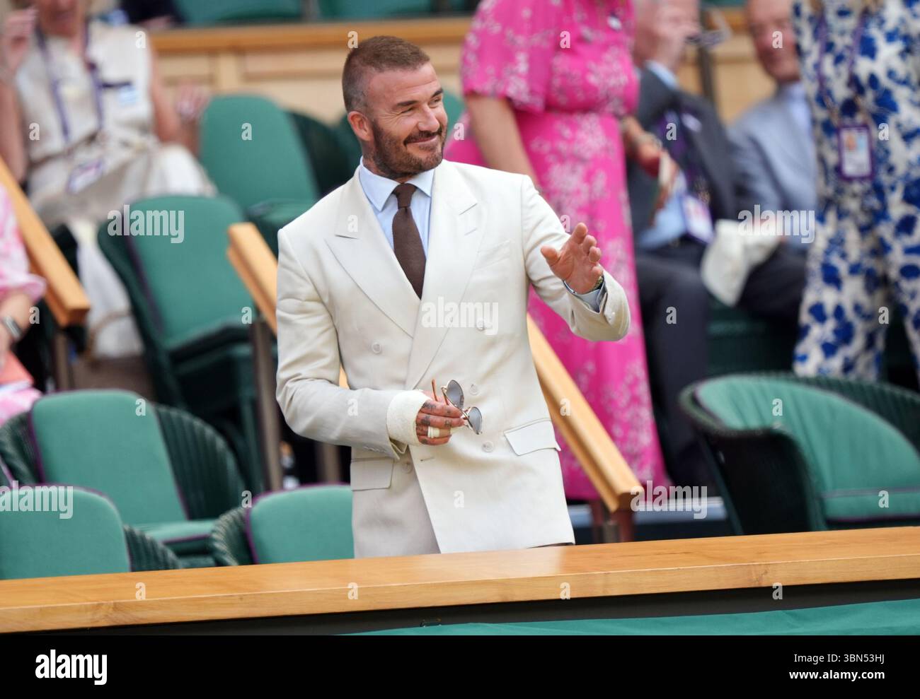 Sir David Beckham in the Royal Box on day one of the 2025 Wimbledon ...