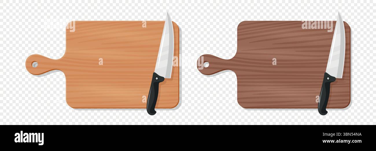 Vector Wooden Cutting Board with Meat Cleaver. Cartoon Kitchen Chopping ...